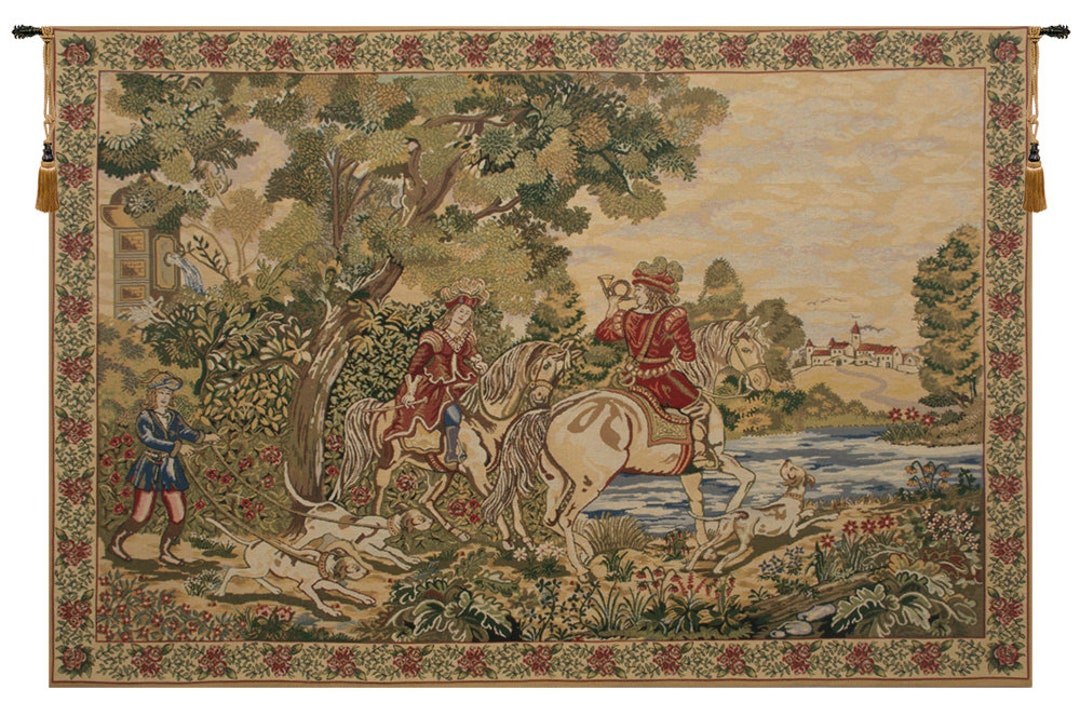 Noble Hunt European Wall Tapestry - Medieval Hunting Scene Wall Decor ...
