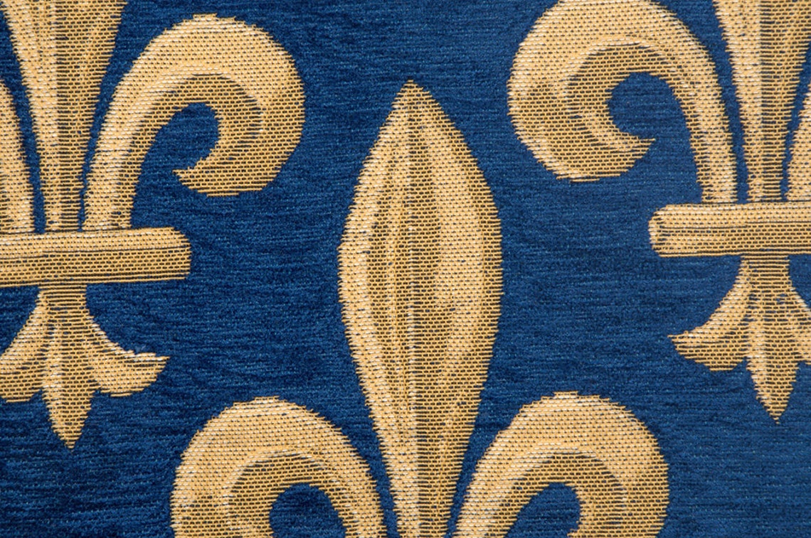 Fleur De Lys Blue II Velvet Background Tapestry Cushion Cover - Etsy