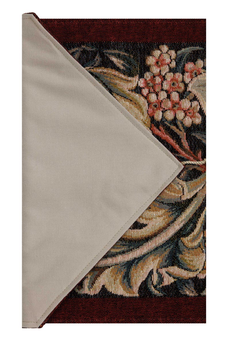 William Morris Red Tapestry Table Runner: Jacquard Woven, Hand Finished ...