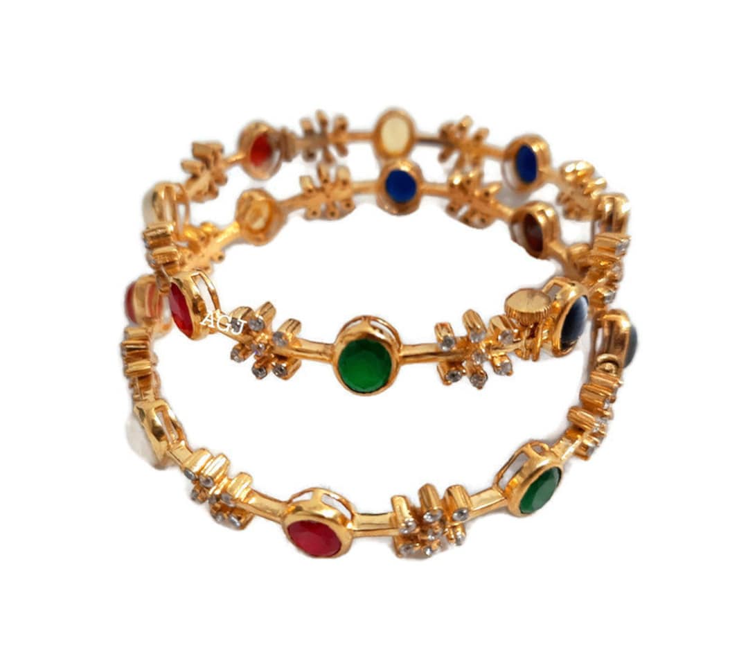 925 Silver Navratna Bangles, Sterling Silver Minimalist Jewelry, Silver ...