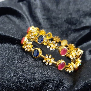 925 Silver Navratna Bangles, Sterling Silver Minimalist Jewelry, Silver ...