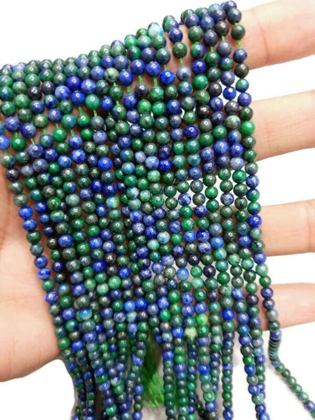 AAA Azurite Smooth Round 4 Mm Beads, Azurite Plain Ball Beads, Tiny ...
