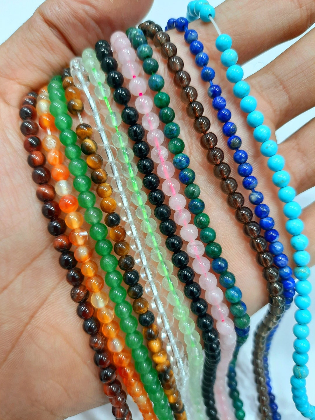 15" AAA Natural Stone Smooth Round 4 Mm Beads, Semi Precious Stone Tiny ...