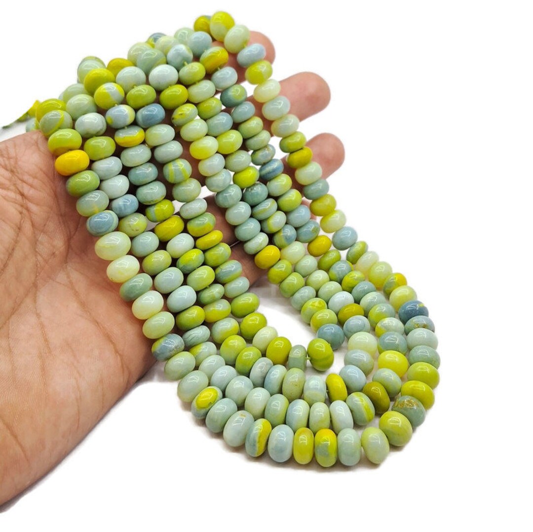 16 Yellow Green Opal Smooth Rondelle Beads Multi Opals - Etsy