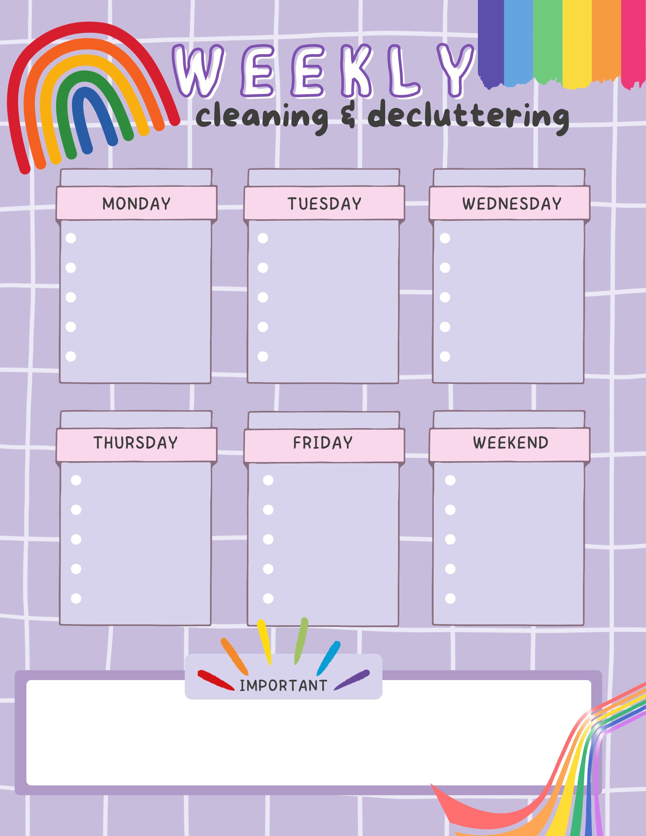 PRIDE Weekly Planner, Print Printable, Pride Weekly Cleaning Planner ...