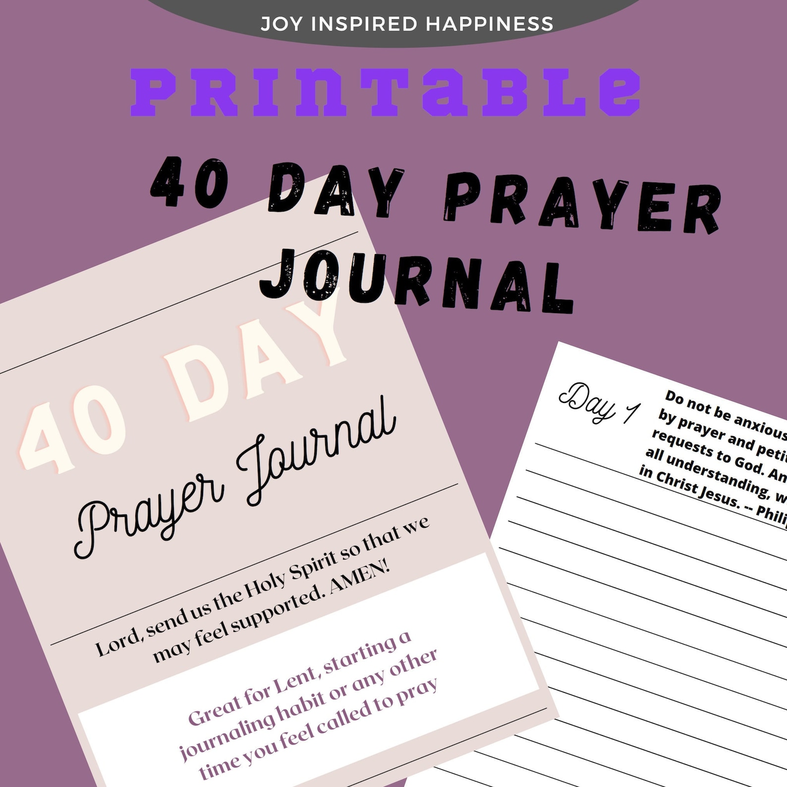 Prayer Journal Printable, Gratitude Journal Printable, Lenten Journal ...