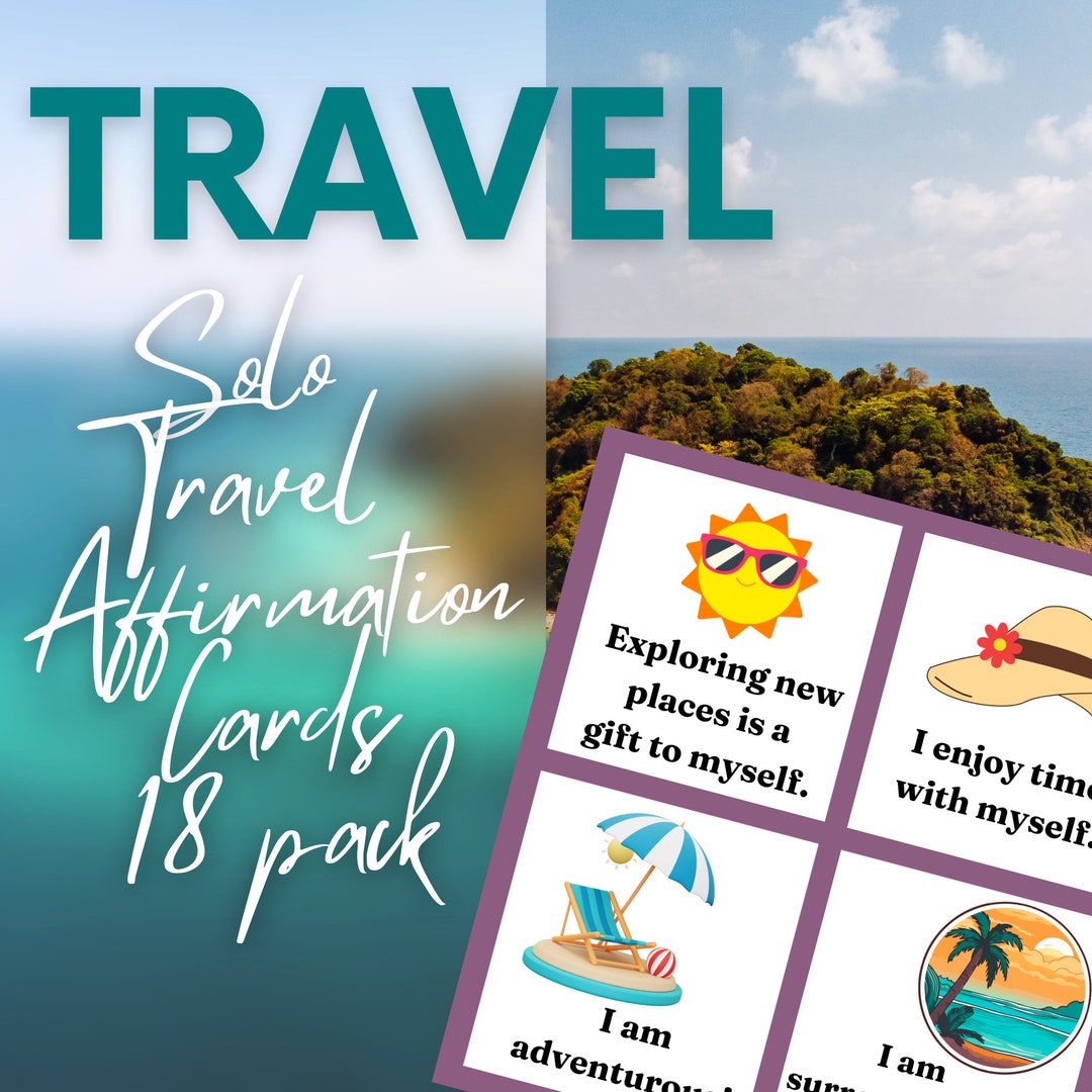 Solo Travel Affirmation Cards - 18 Pack; Solo Travel Positive Cards ...