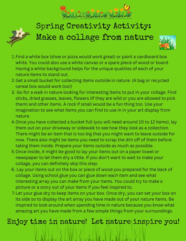 Spring Creativity Activity, Make a Nature Collage Printable, Spring Art ...