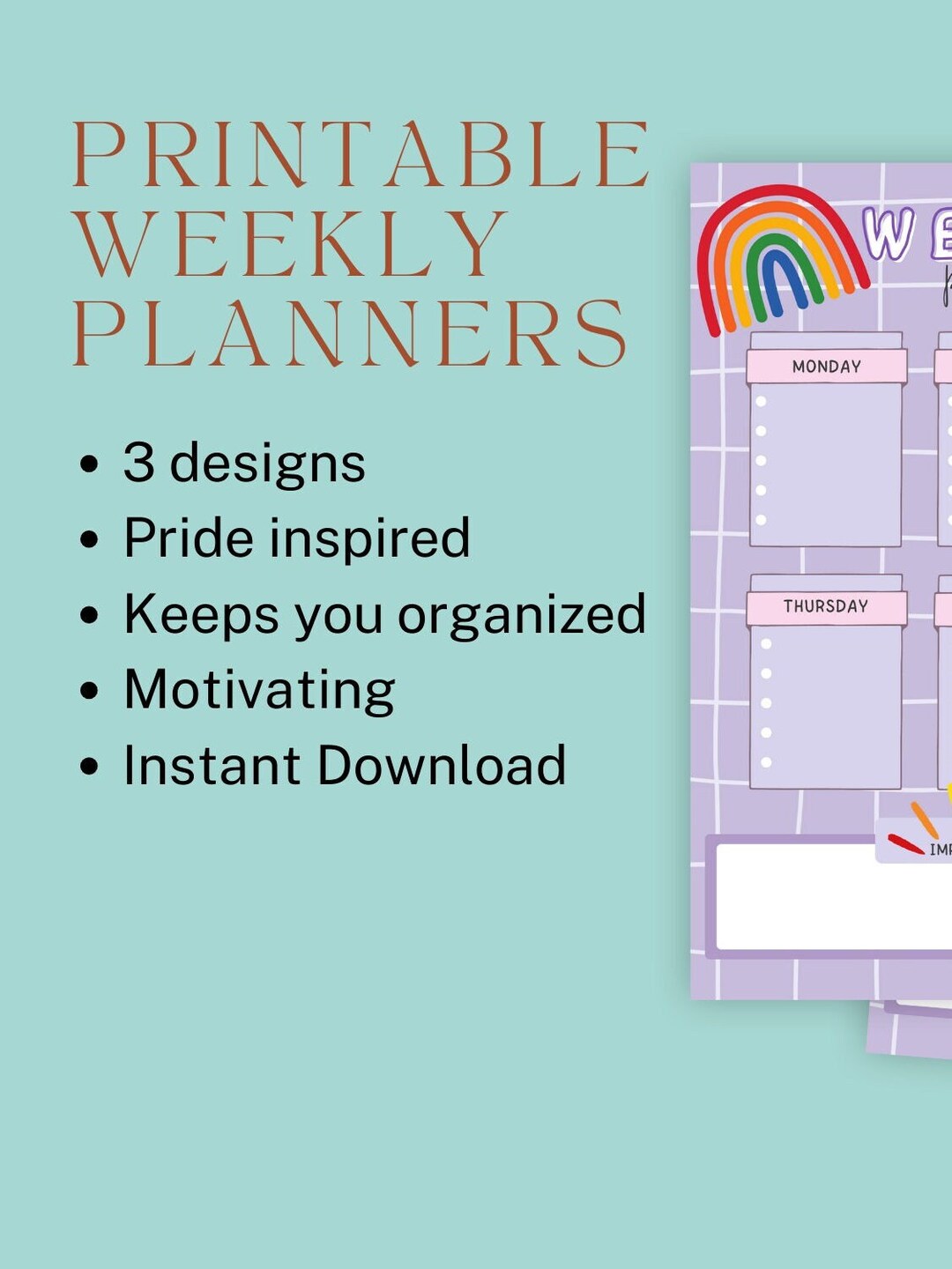 PRIDE Weekly Planner, Print Printable, Pride Weekly Cleaning Planner ...