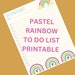 Pastel Rainbow to Do List Printable, to Do List Printable, Rainbow to ...