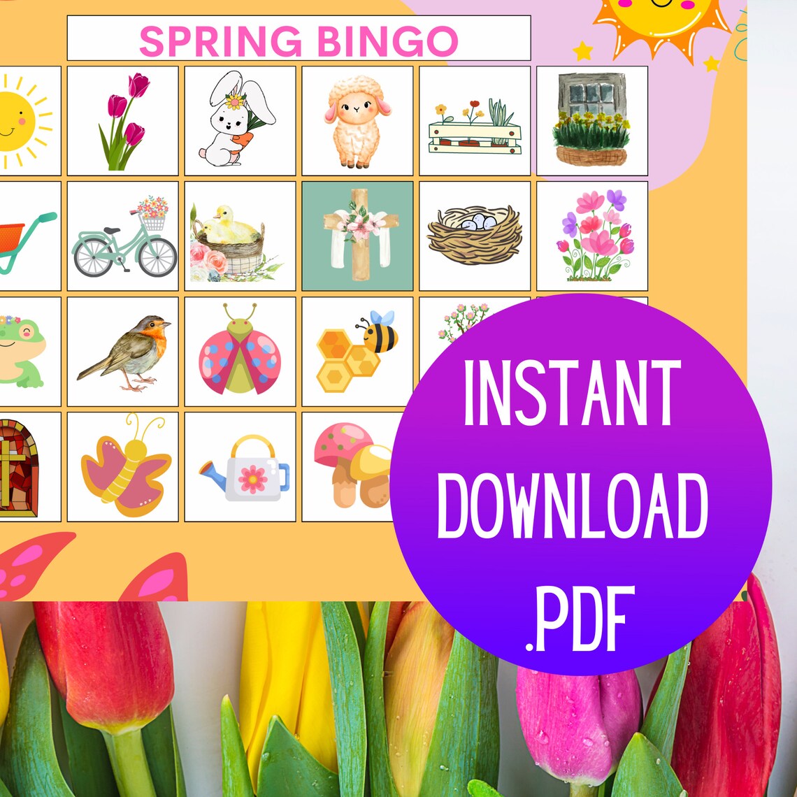 Spring BINGO Printable, Spring Games, Spring PDF Game, Spring FUN ...
