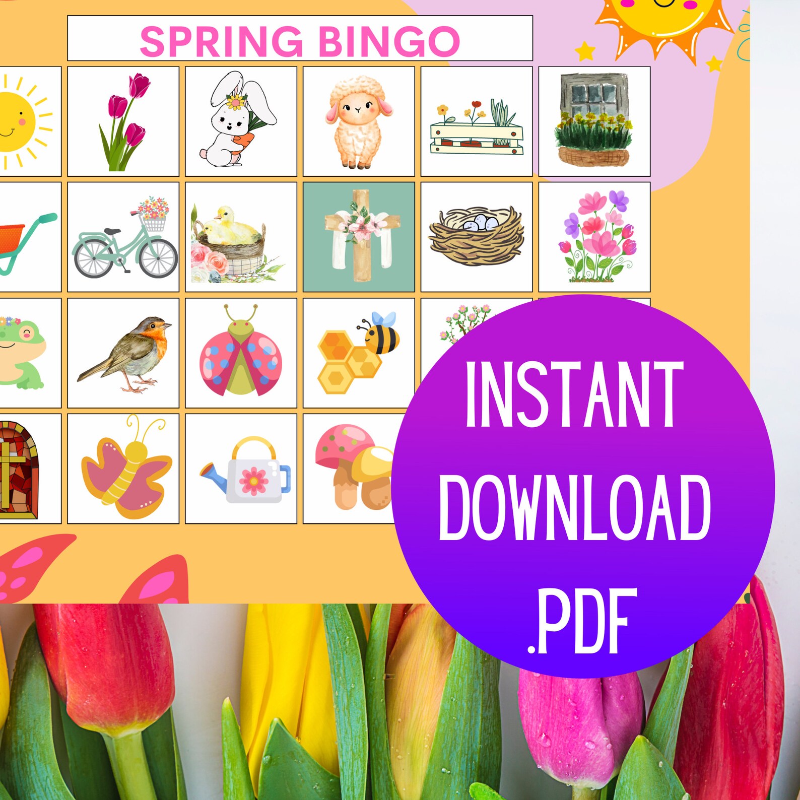 Spring BINGO Printable, Spring Games, Spring PDF Game, Spring FUN ...