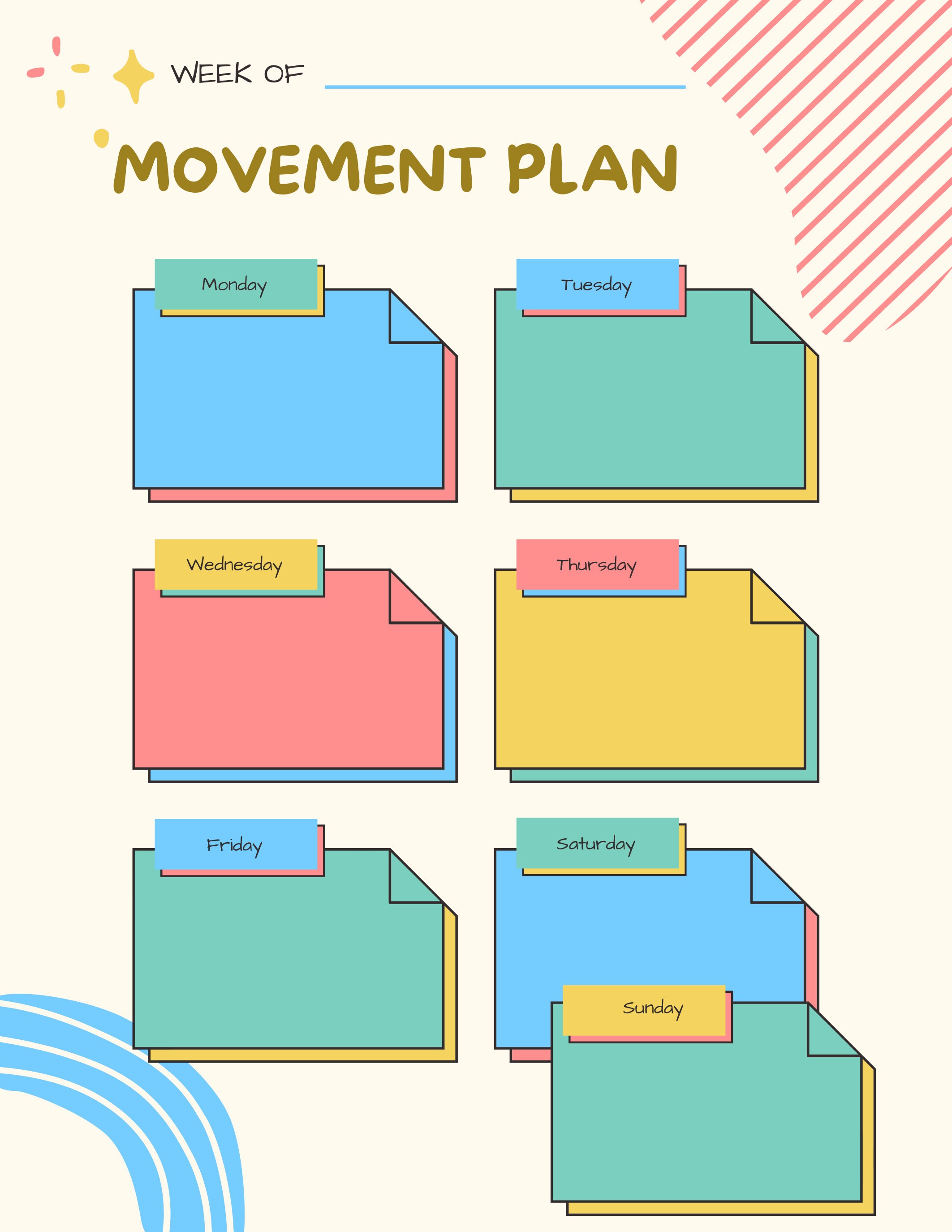 Weekly Movement Planner, Exercise Planner, Movement Printable, Weekly ...