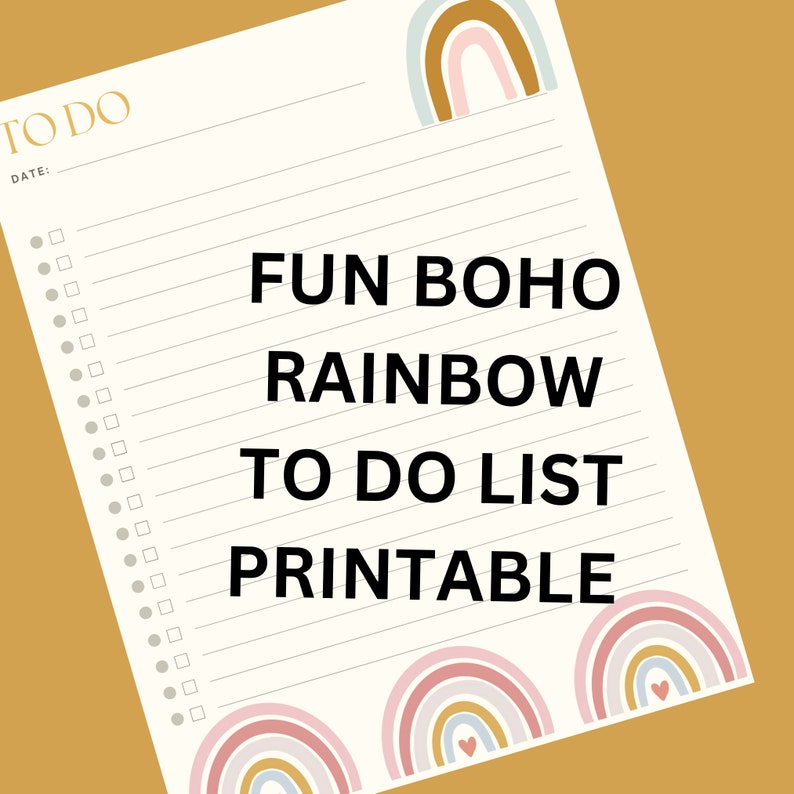Boho Rainbow to Do List Printable, Colorful to Do List Printable ...