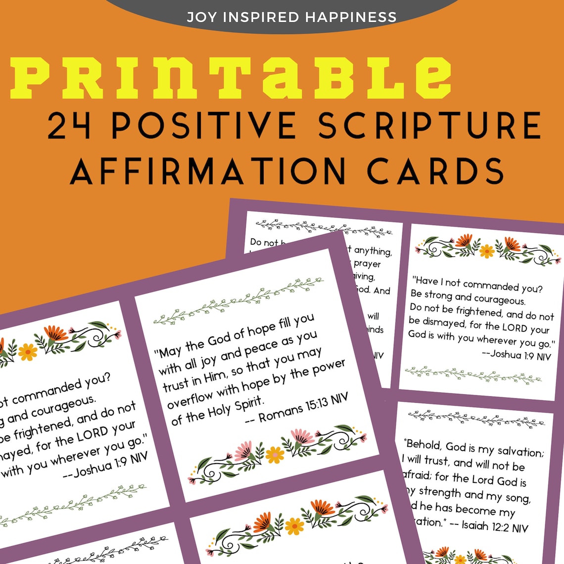24 Scripture Cards, Positive Scripture Affirmations, Printable ...