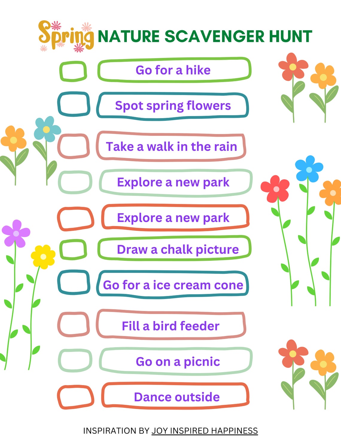 Spring Nature Scavenger Hunt Printable, Spring Games, Spring Nature PDF ...