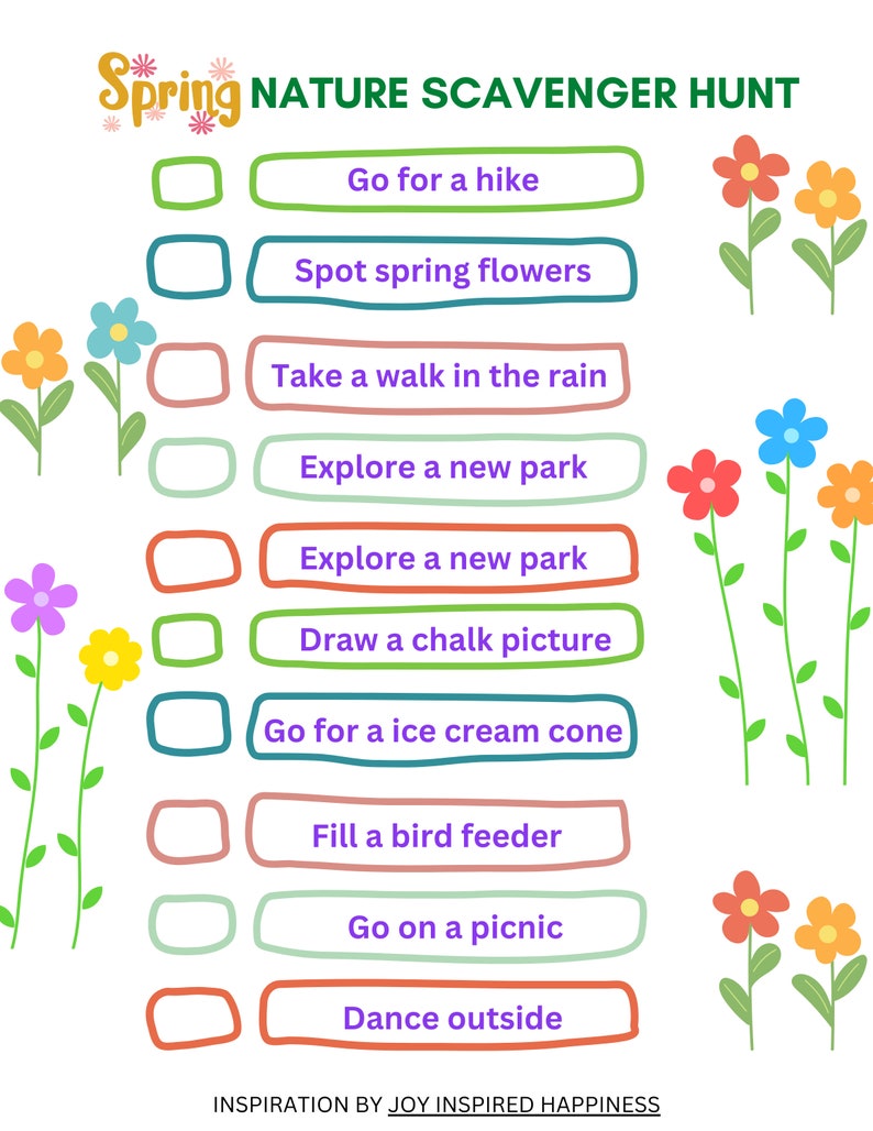 Spring Nature Scavenger Hunt Printable, Spring Games, Spring Nature PDF ...