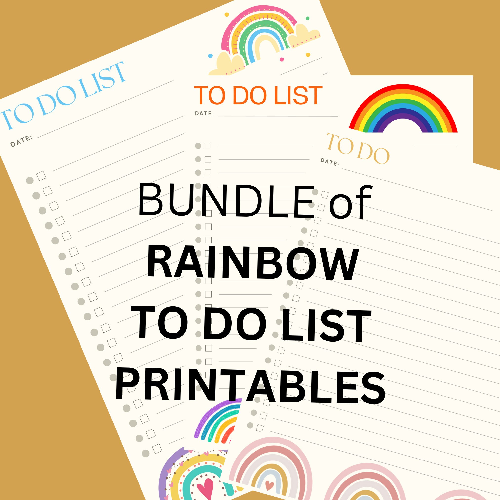 Bundle of Rainbow to Do List Printables, Rainbow to Do List Printable ...