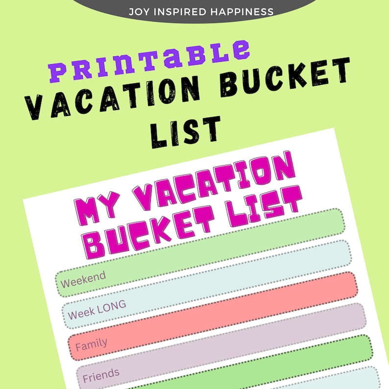 Vacation Bucket List Printable, Vacation Ideas, Vacation Wish List ...