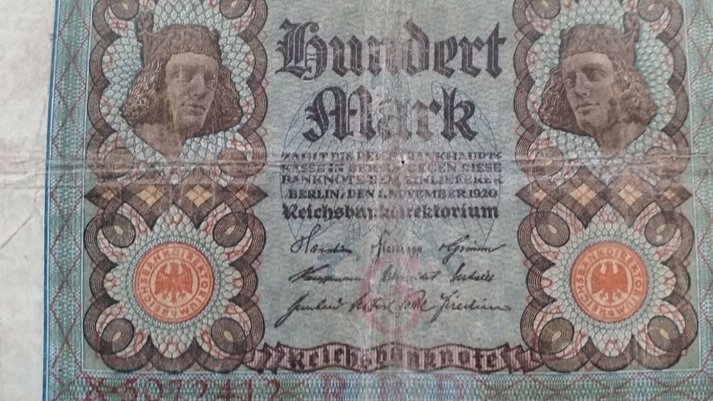 100 "hundert" Hundred Mark Germany 1920 Circulated - Etsy