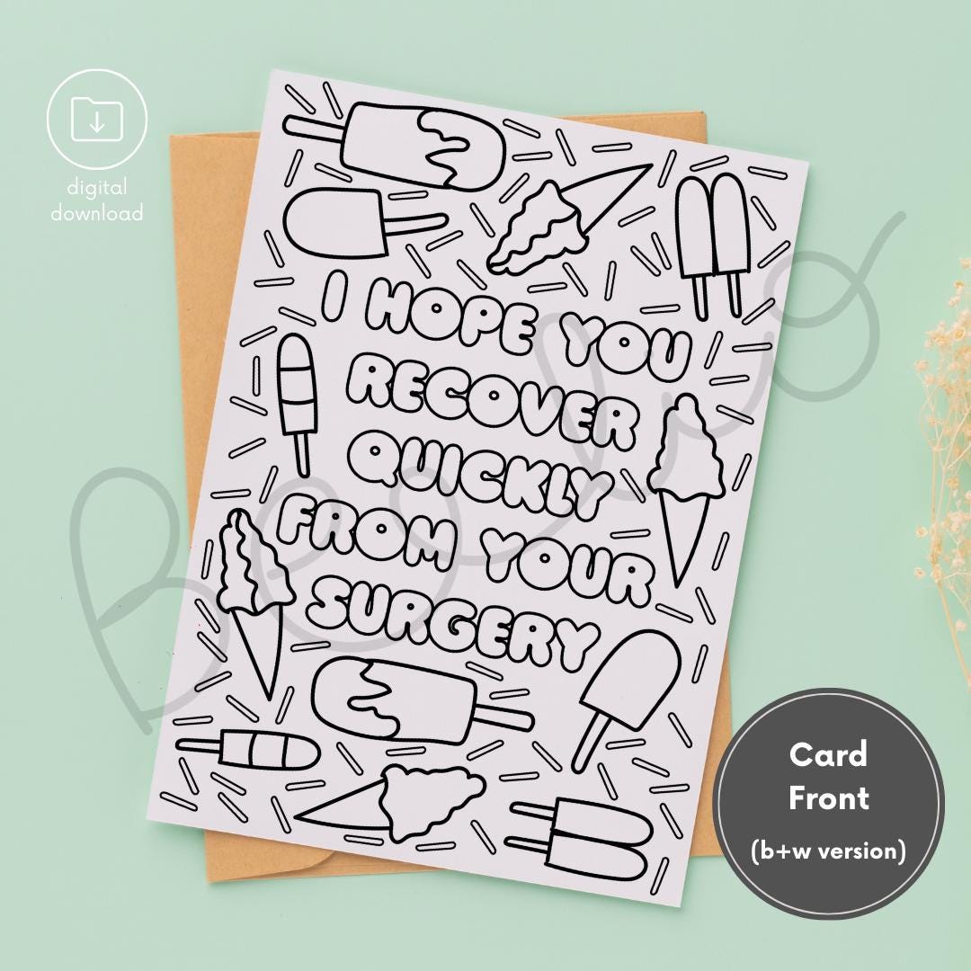 Printable Get Well Greeting Card - Surgery Recovery Greeting Card for ...