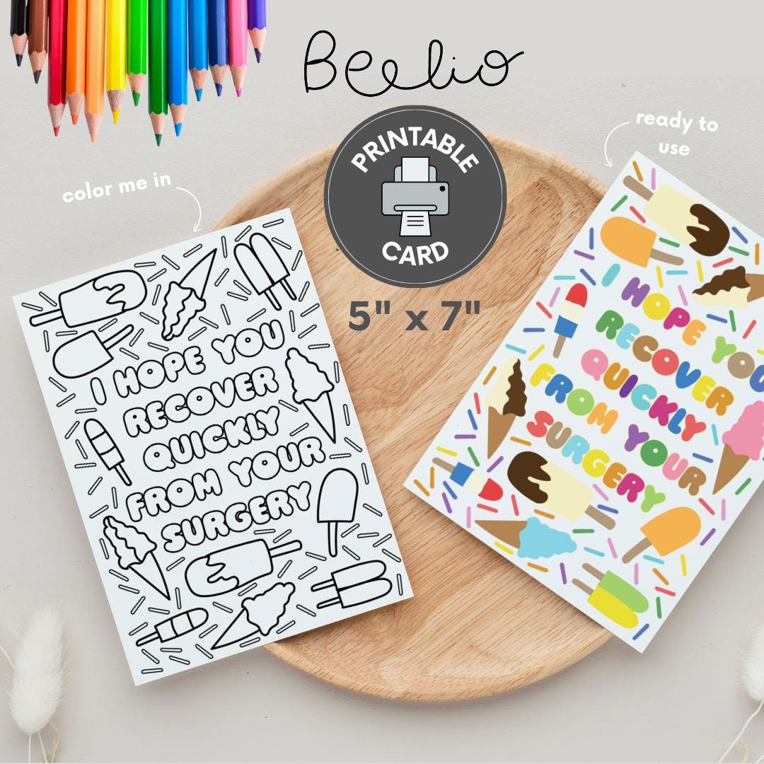 Printable Get Well Greeting Card - Surgery Recovery Greeting Card for ...