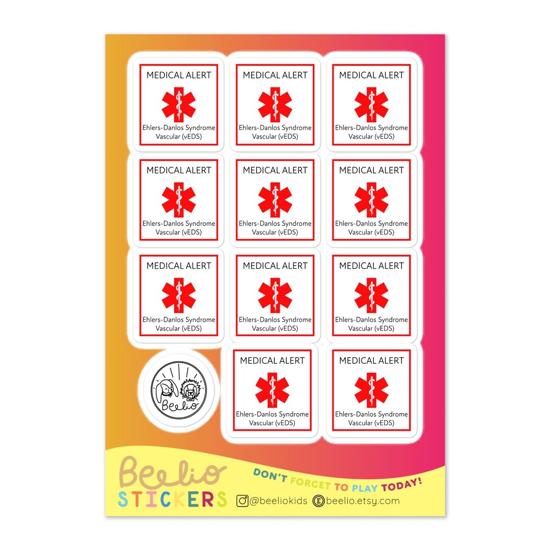 Veds Medical Alert Vinyl Sticker Sheet - Medical Alert Stickers ...