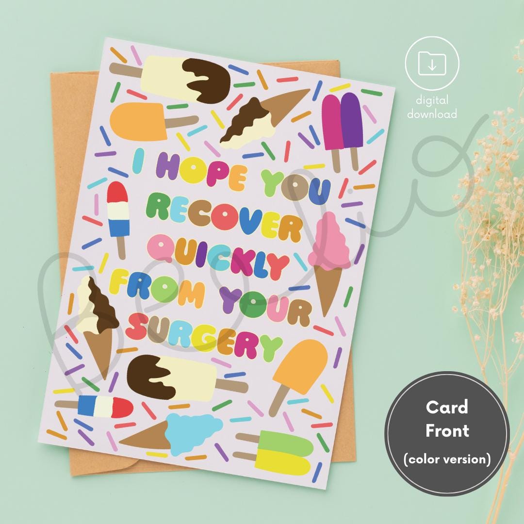 Printable Get Well Greeting Card - Surgery Recovery Greeting Card for ...