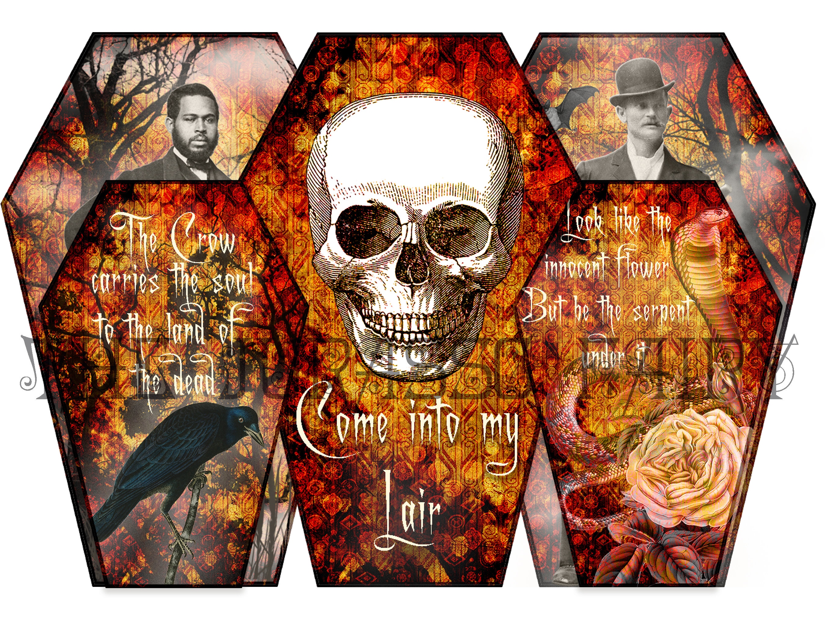 36 Printable Coffin Shaped Tags for Halloween or Junk Journals ...