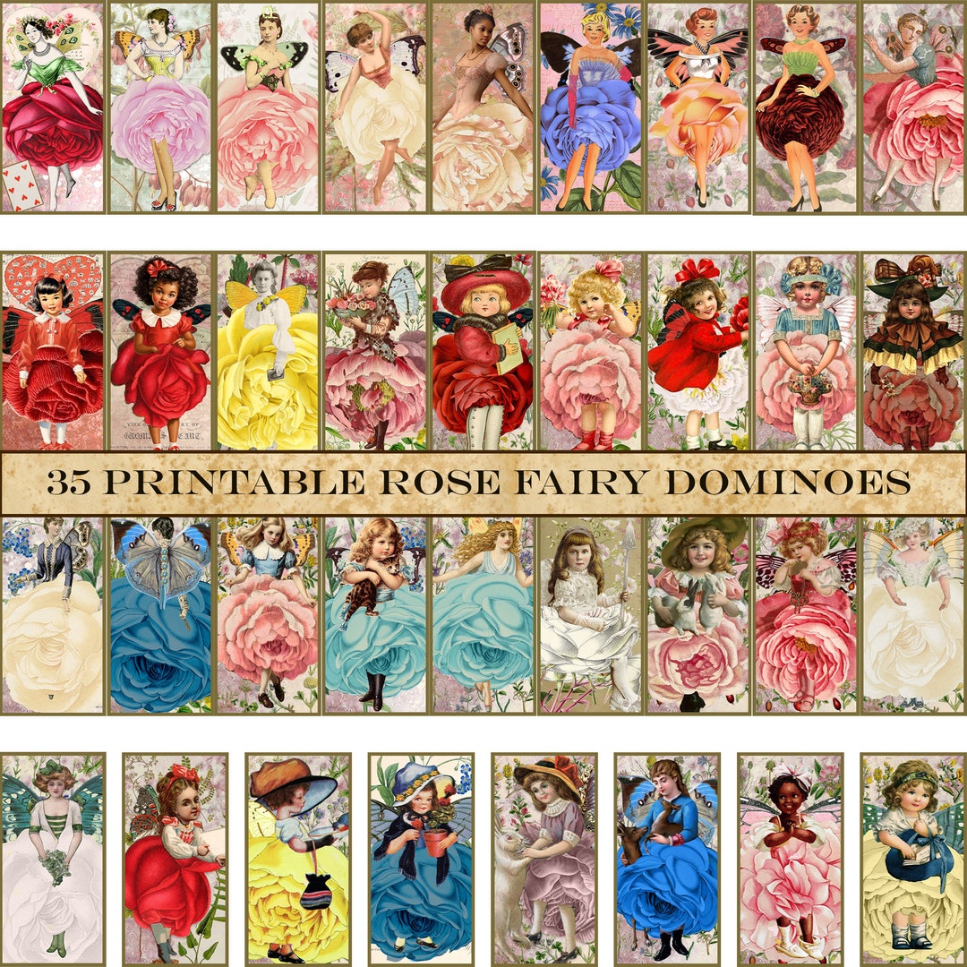 Rose Fairy Dominoes: Vintage Style Printable Embellishments (digital ...
