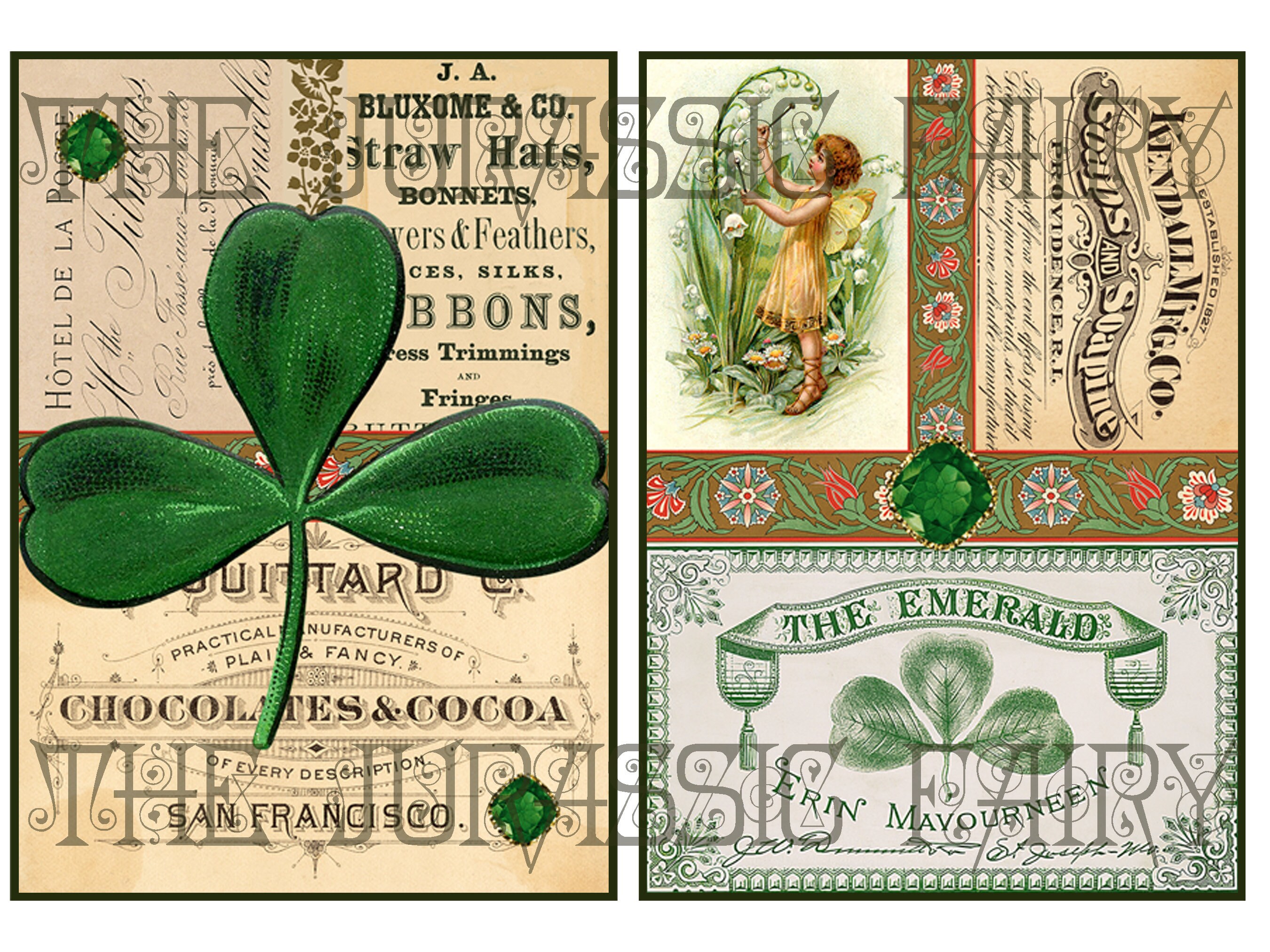 St Patrick's Day ATC Cards: Vintage Leprechauns, Emeralds (printable ...