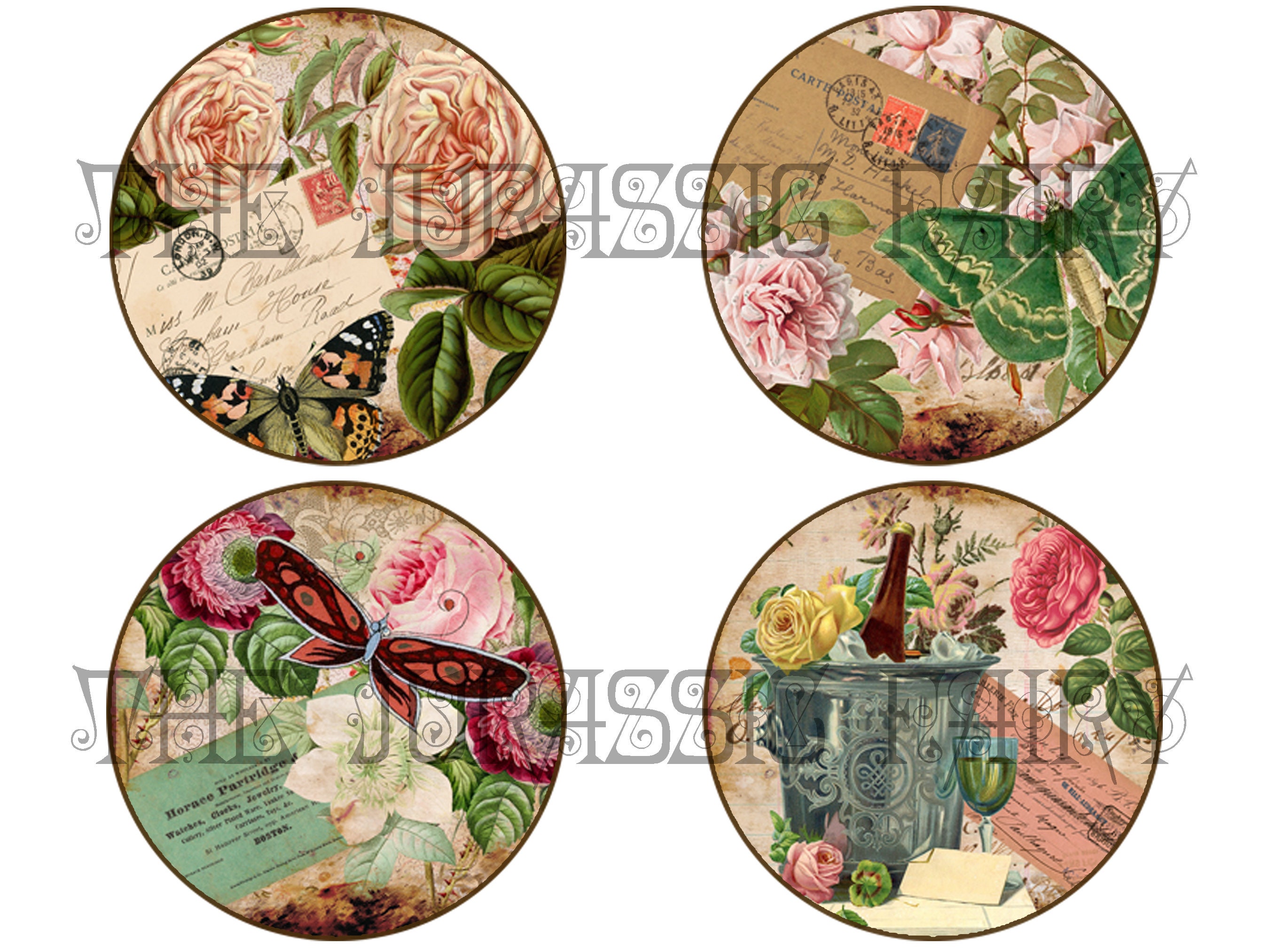 36 Shabby Chic Circles 2.5 Inch Printables Circles Digital Download Atc ...