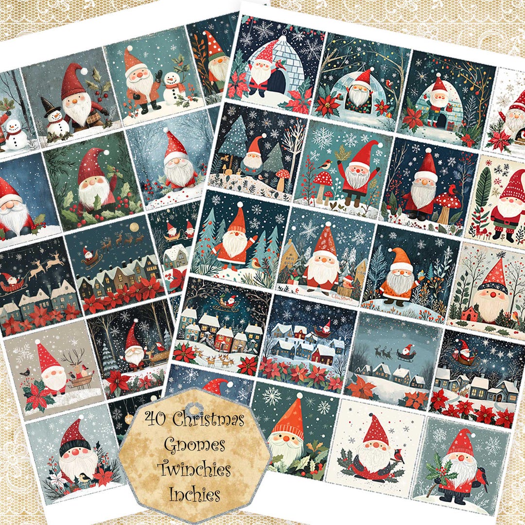 Christmas Gnomes Twinchies / Inchies Printables With Gnomes, Snow ...