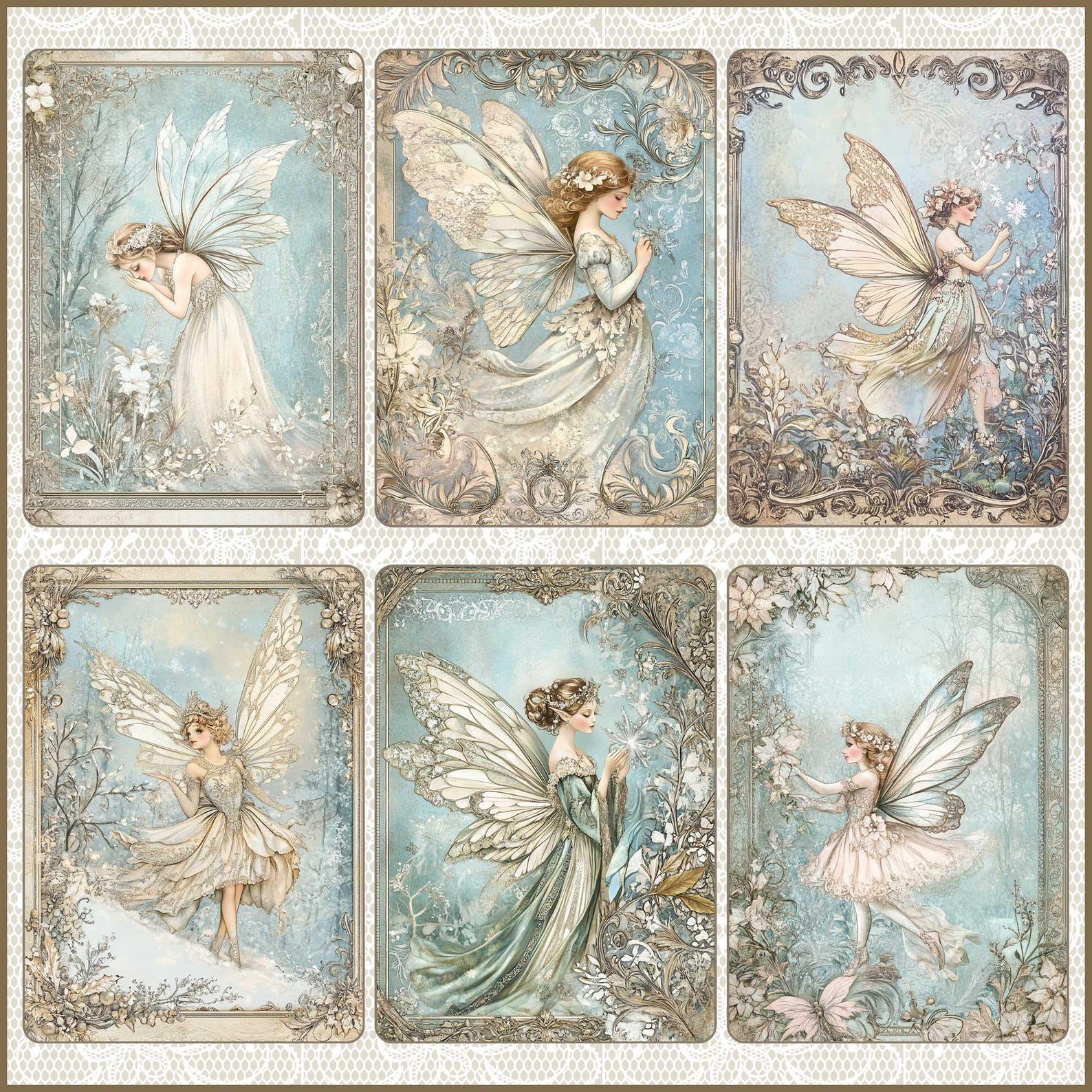 Christmas Fairies ATC Cards: Shabby Chic Printable (digital Download ...