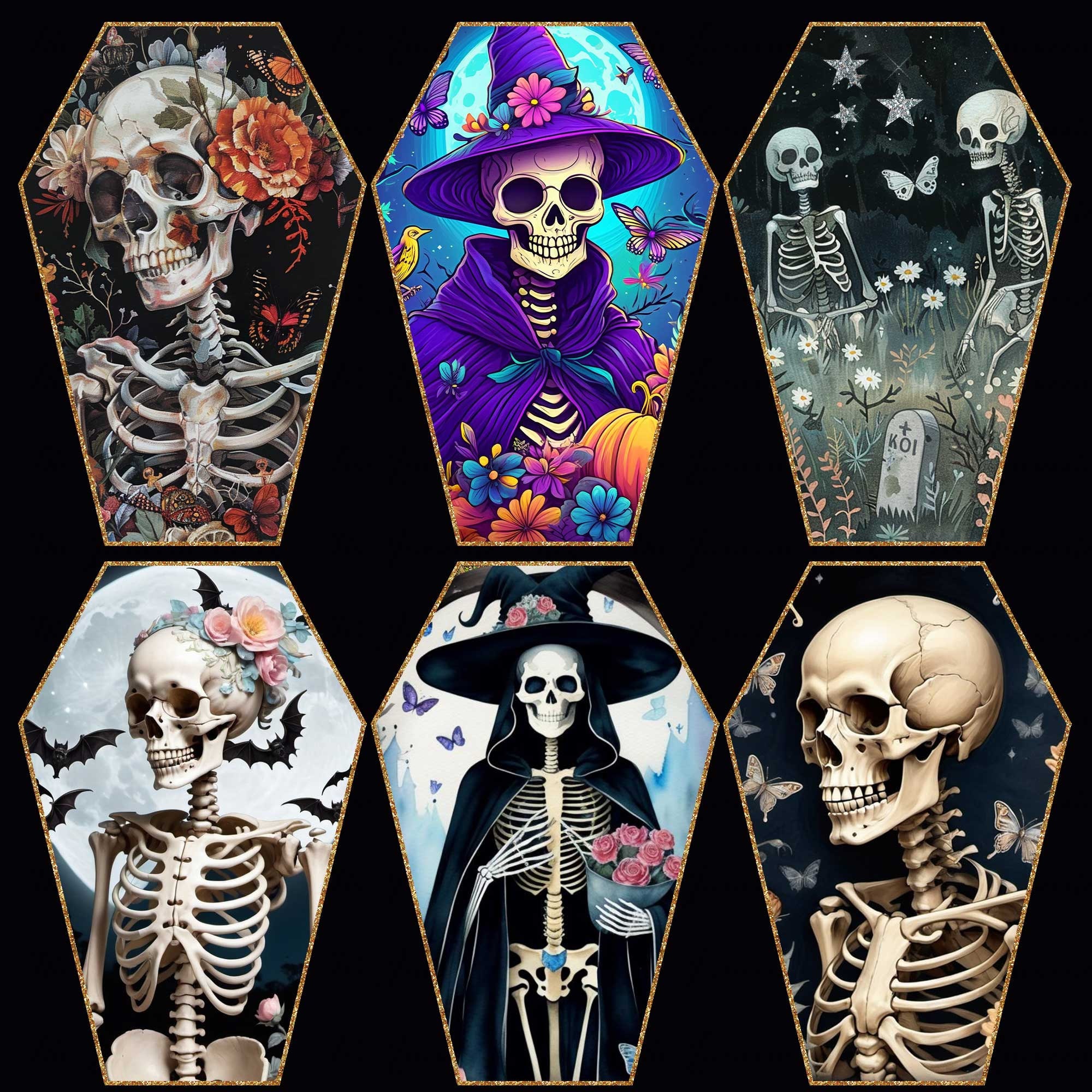 45 Printable Coffin Shaped Tags for Halloween or Junk Journals ...