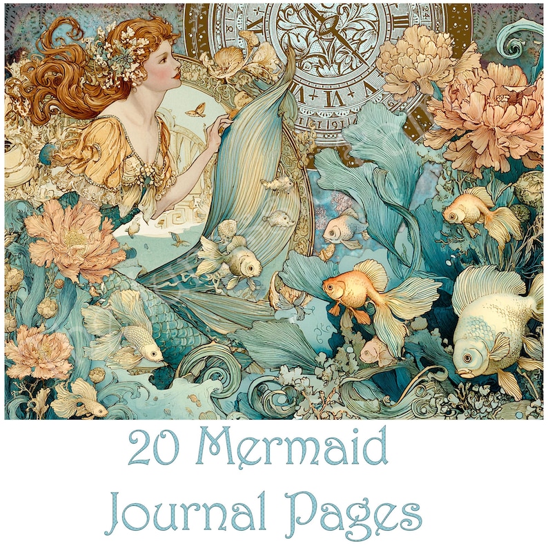 Mermaids in Time Journal Pages: Art Nouveau Style (digital Download) - Etsy