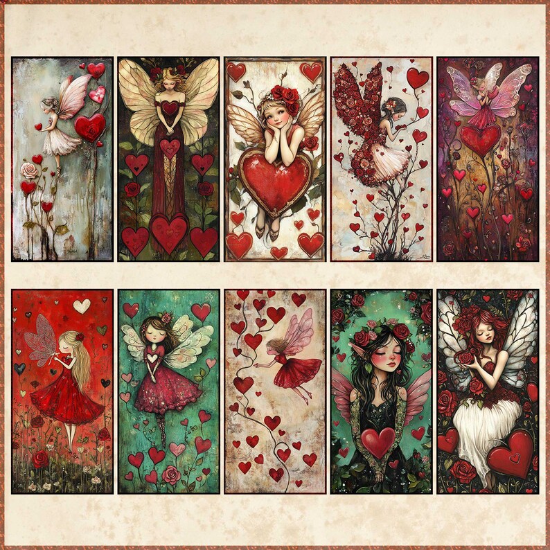 Digital Dominoes Printables Downloads Whimsical Valentine Fairies ...