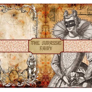 Set of 10 Vintage Style Halloween Masquerade A4 Digital Scrapbook ...