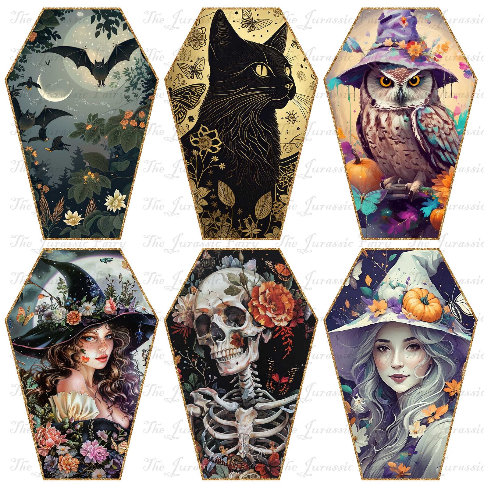 45 Printable Coffin Shaped Tags for Halloween or Junk Journals ...