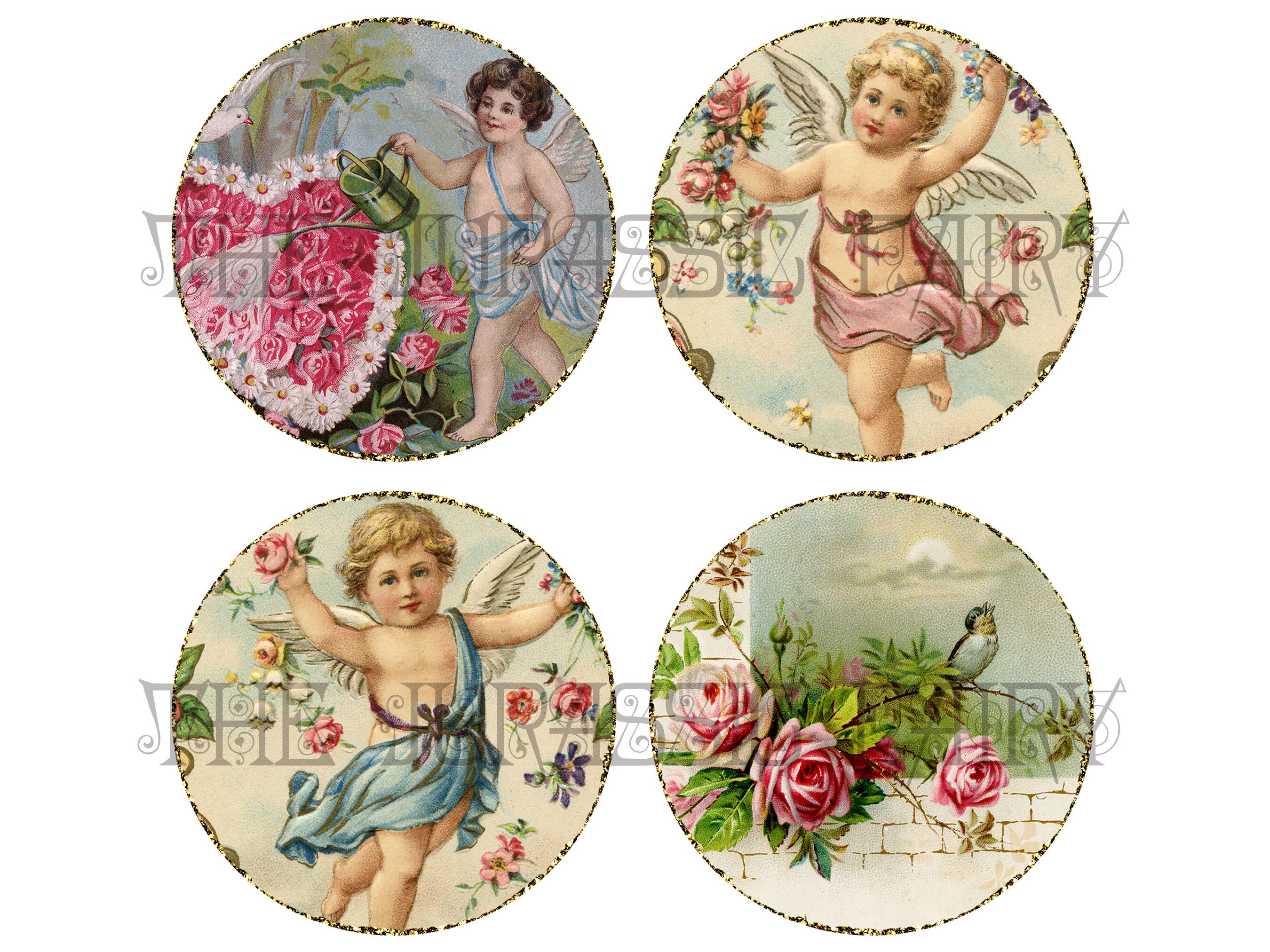 36 Printable Valentine Romantic Roses Themed 2.5 Inch Circles Digital ...