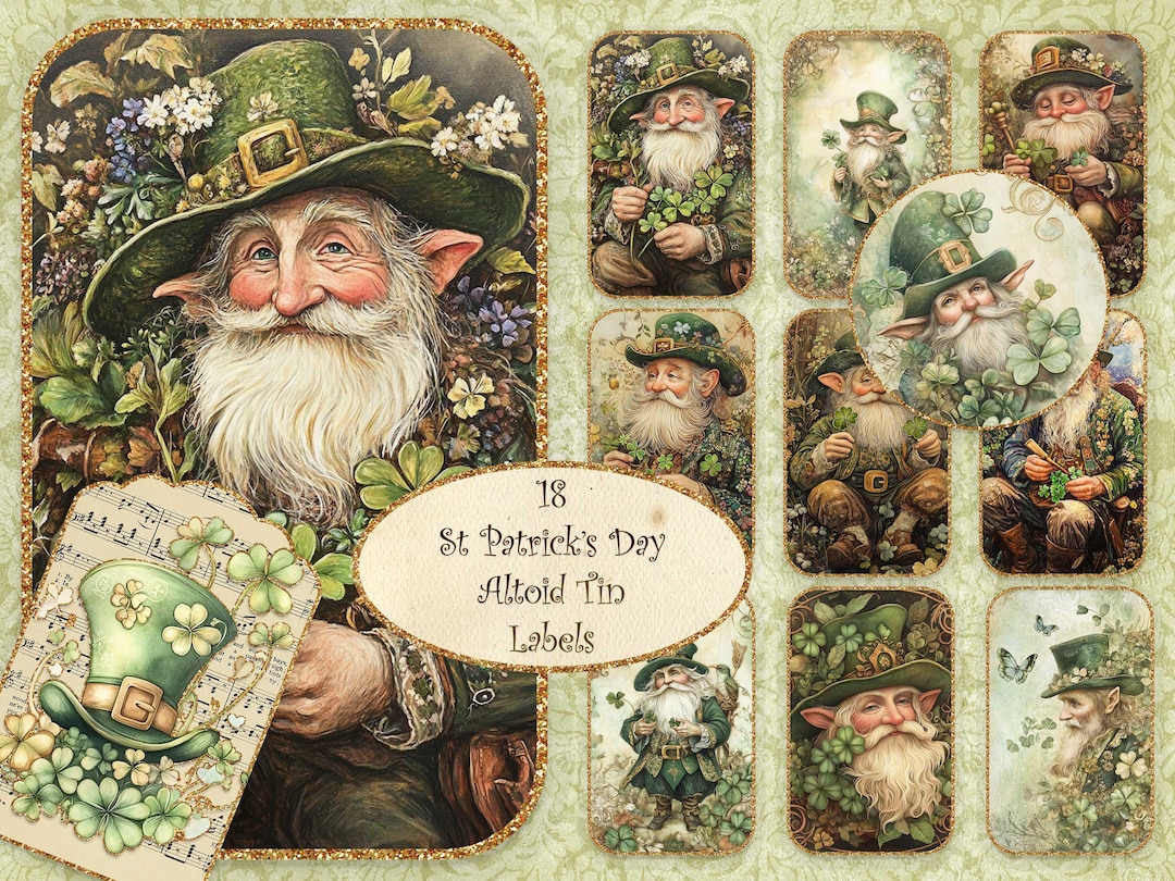 St Patrick's Day Leprechaun Altoid Tin Labels: Miniature Paper Dolls ...