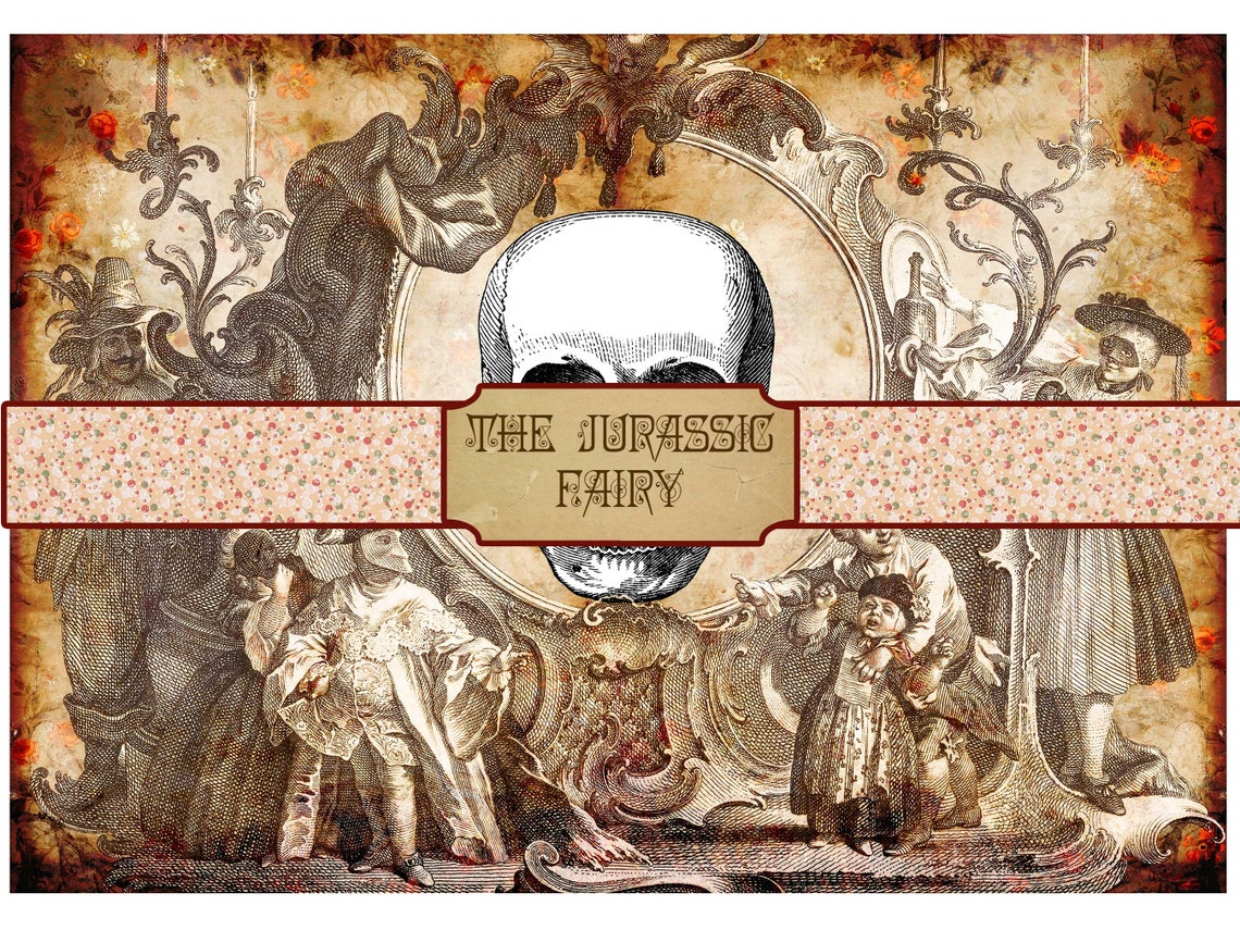 Set of 10 Vintage Style Halloween Masquerade A4 Digital Scrapbook ...