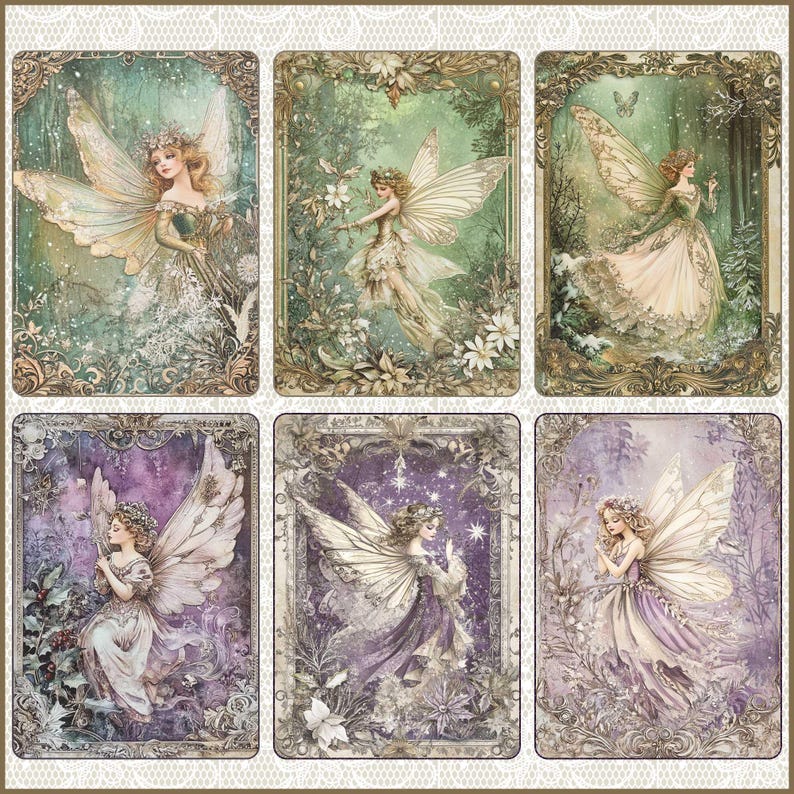 Christmas Fairies ATC Cards: Shabby Chic Printable (digital Download ...