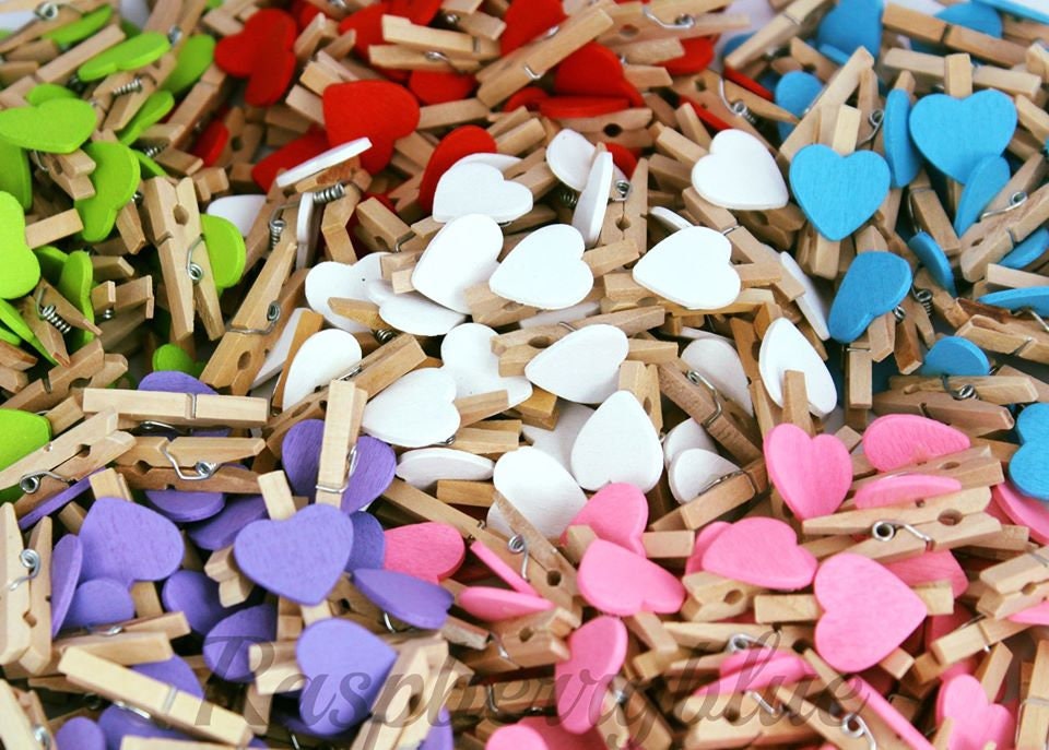 Mini Wooden Heart Pegs 30mm Craft, Wedding, Christmas, Vintage, Photo ...