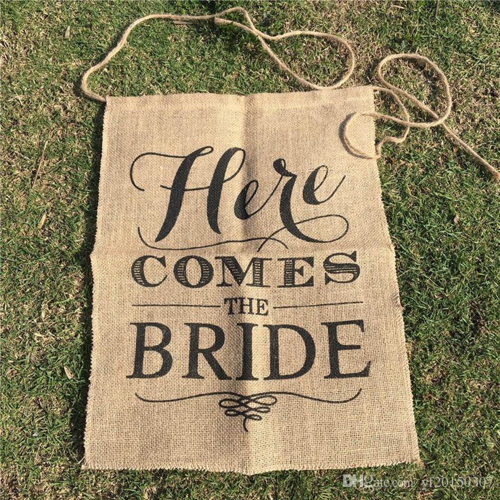 Here Comes the Bride. Rustic Wedding Banner, Burlap, Hessian, Decor ...