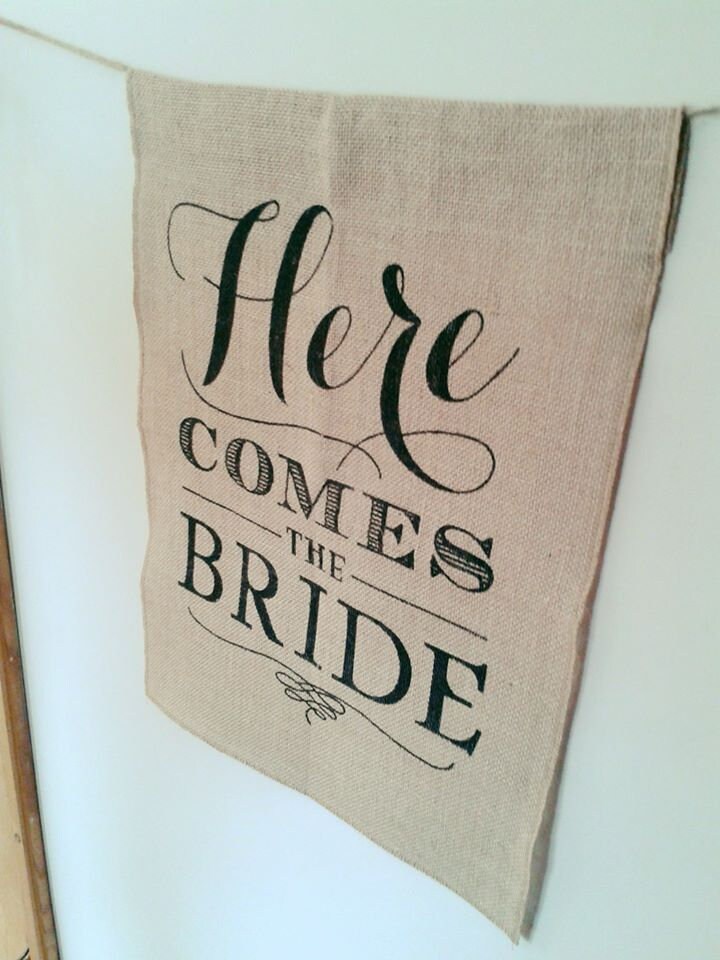 Here Comes the Bride. Rustic Wedding Banner Burlap Hessian | Etsy UK