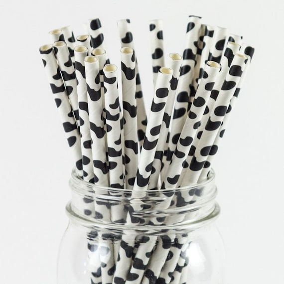 25 50 100 X Paper Straws Cow Print Milkshake Theme Party - Etsy UK