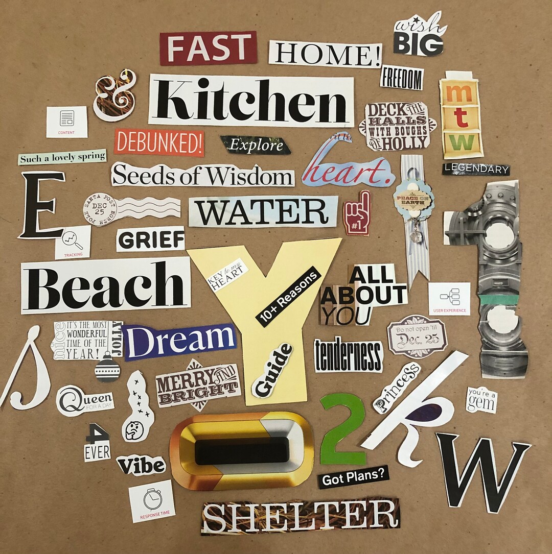 Typography Collage Kit, DIY Collage Kit, Varied Ephemera, Scrapbooking ...