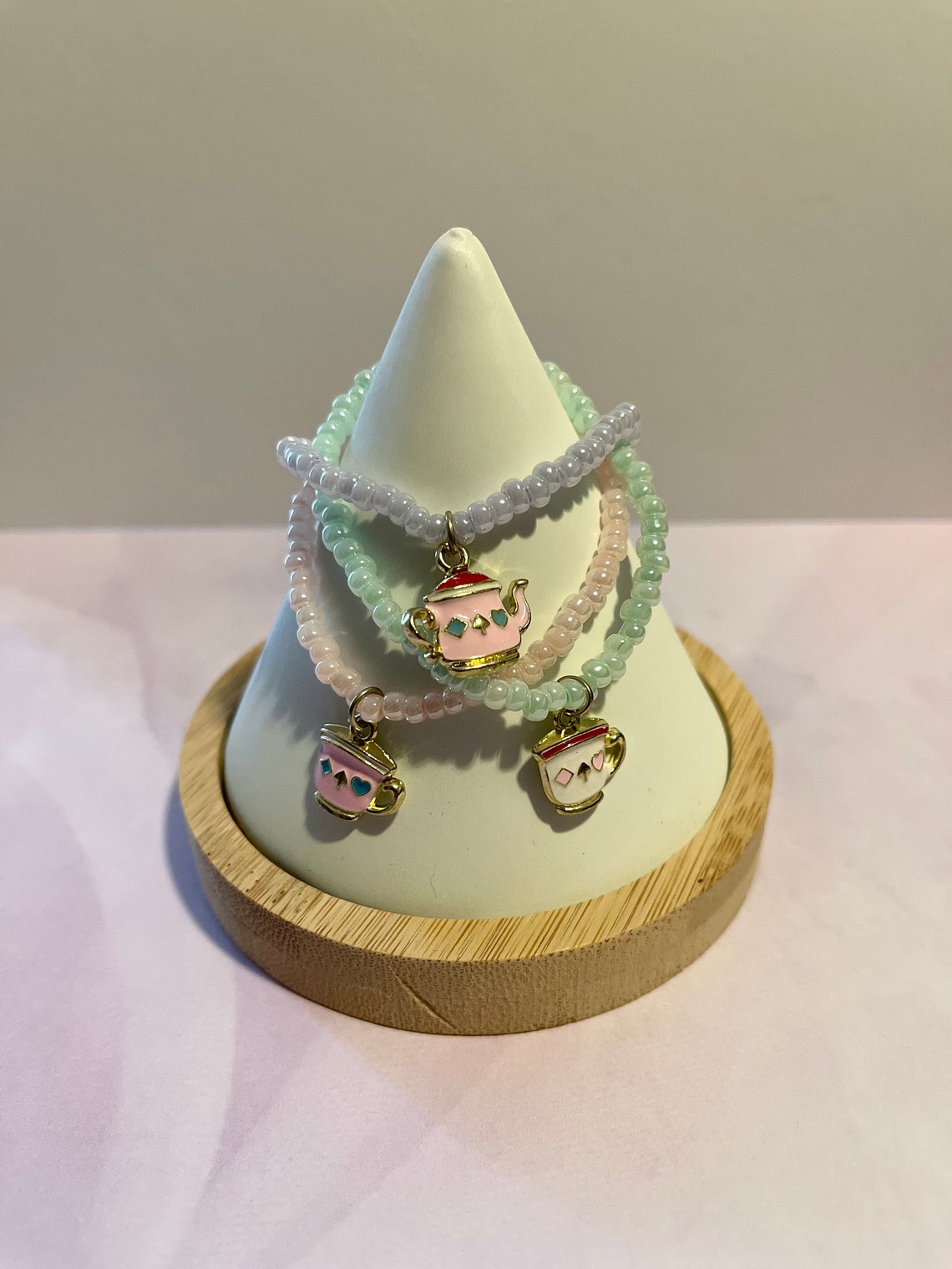 Set of 5 Tea Party Charm Bracelets, Children's Party Favors, Tea Party ...