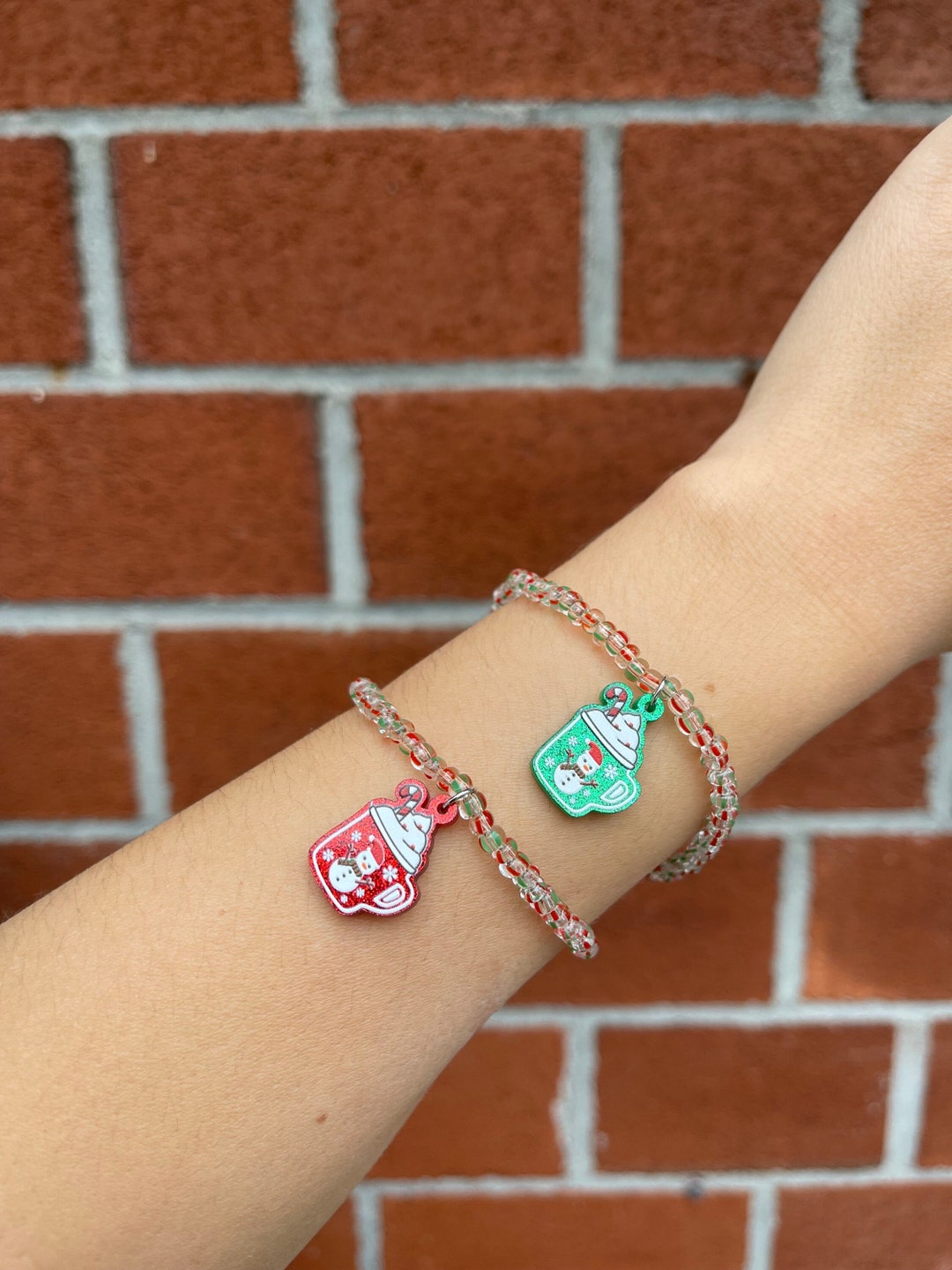 Set of 5 Hot Cocoa Charm Bracelets, Christmas Party Favors, Christmas ...